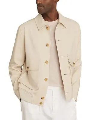 REISS Regular Fit Jersey Jacket - Light Stone