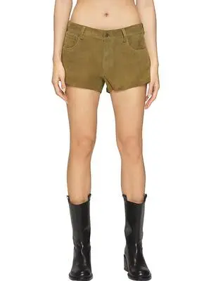 EB DENIM Portman Suede Low Rise Shorts - Olive Suede