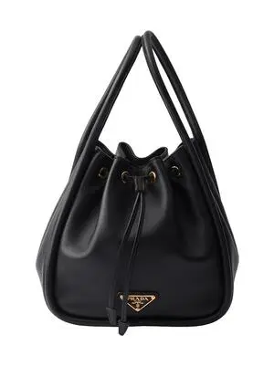 Prada Mini Leather Bucket Bag - Black