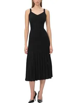 Herve Leger Rosa Fit-and-Flare Midi Dress Black