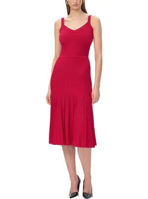 Herve Leger Rosa Fit-and-Flare Midi Dress Hibiscus
