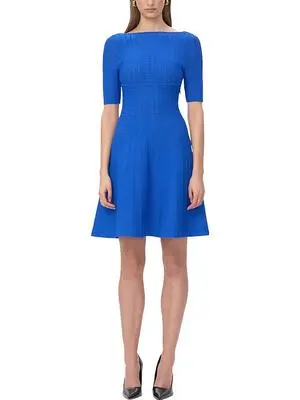 Herve Leger Donna Fit-and-flare Dress - Bright Blue