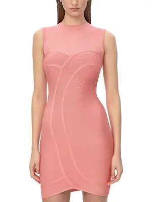 Herve Leger Helena Mini Dress - Peach