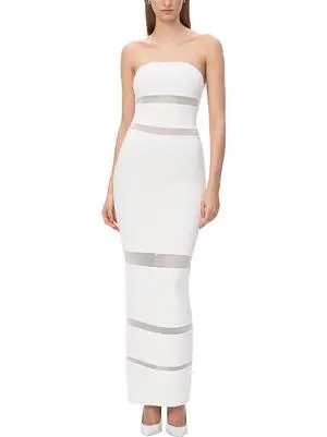 Herve Leger Vera Strapless Knit Gown Alabaster