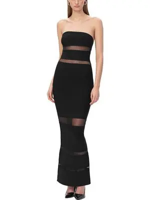 Herve Leger Vera Strapless Knit Gown Black