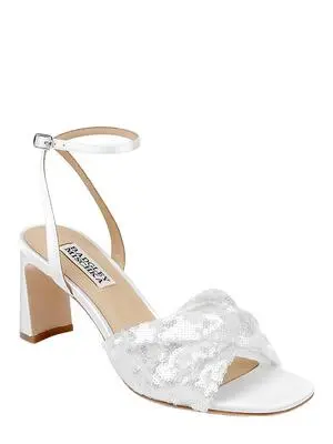 Badgley Mischka Gema Sequin Sandals - White Sequin