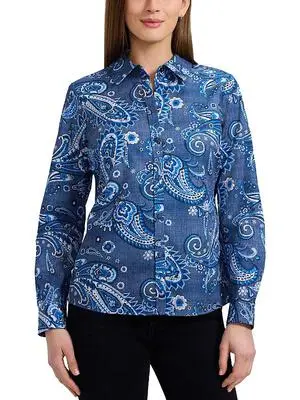 Foxcroft Hampton Paisley Print Shirt - Blue Multi