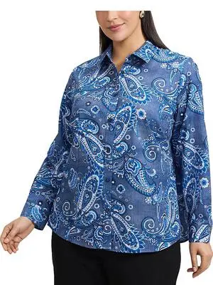 Foxcroft Hampton Paisley Print Shirt - Blue Multi