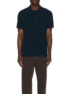 Onia Cotton Textured Knit Polo - Deep Navy