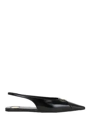 Saint Laurent Babylone Slingback Flat In Calfskin Leather - Nero