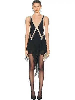 Attico Embroidered Mini Dress - Black
