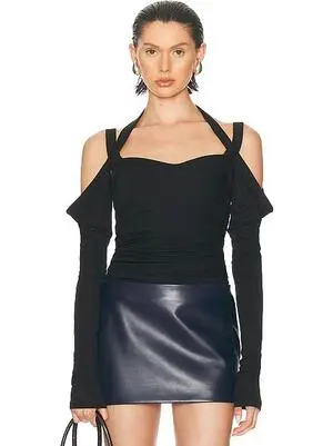 Attico Cold Shoulder Top - Black
