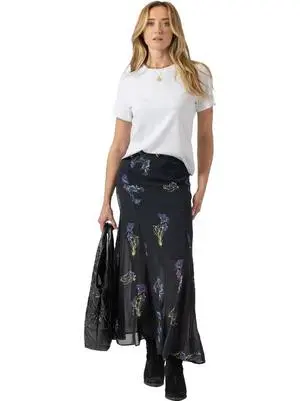 SAINT + SOFIA Printed Maxi Godet Skirt Lily Gardens