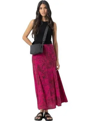 SAINT + SOFIA Printed Maxi Godet Skirt Pink