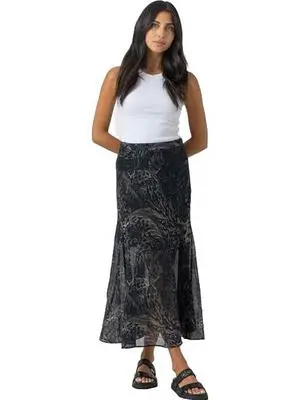 SAINT + SOFIA Printed Maxi Godet Skirt - Spot Feather