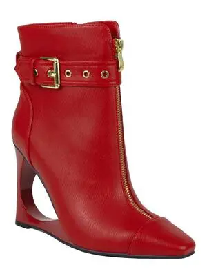 NINETY UNION Architectural Wedge Heel Bootie Red