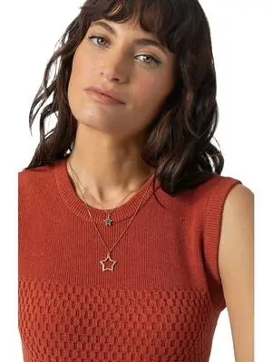 SAINT + SOFIA Honeycomb Sleeveless Rib Knit Orange