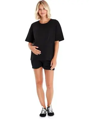 ACCOUCHEE Anytime Anywhere Maternity/Nursing T-Shirt With Side Zips Black