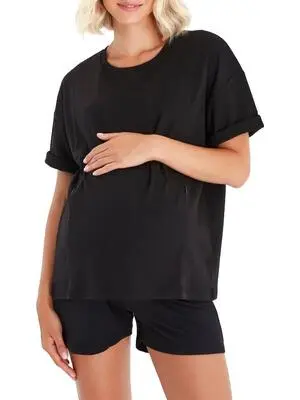 ACCOUCHEE Anytime Anywhere Maternity/nursing T-shirt With Side Zips - Black