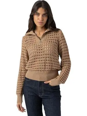 SAINT + SOFIA Saint + Sofia Ester Quarter Zip Knit Brown