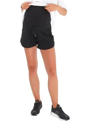 ACCOUCHEE Relax Foldover Waistband Maternity Shorts - Black