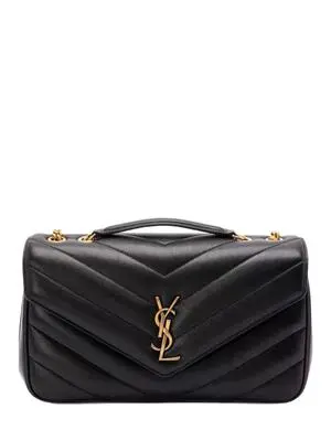 Saint Laurent Loulou Medium In Matelassé Lambskin Bag - Black