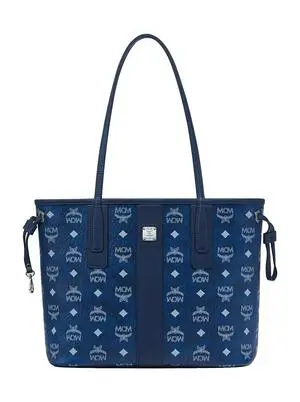 Mcm Small Liz Shopper - Blue Visetos