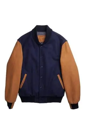 LAST WOLF Baker Mount Varsity Jacket - Navy