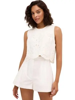 MARIE OLIVER Davis Embroidered Top - Oyster