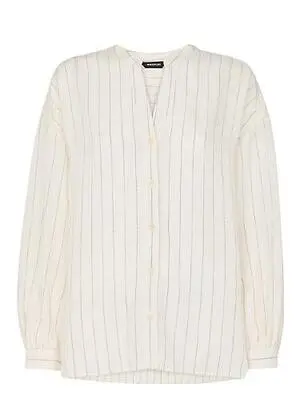 Whistles Striped Linen-blend Blouse - Cream