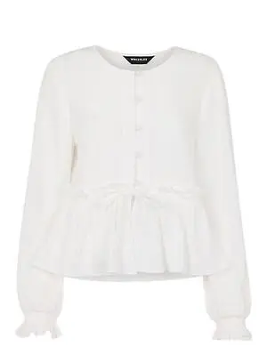 Whistles Cotton Peplum-hem Blouse - White