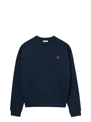 Sandro Logo-patch Relaxed-fit Cotton Sweatshirt - Navy Blue