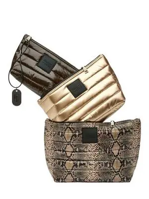 THINK ROYLN Travel Trio Organizational Pouches Python/pearl Cashmere/choco