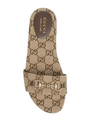 Gucci Gg Canvas Siaga Slide Sandals - Beige