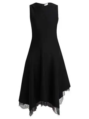 Alexander McQueen Asymmetric Lace Hem Midi Dress - Black