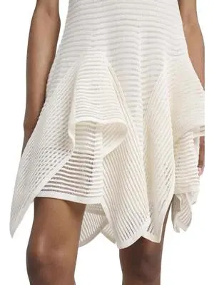 Alaïa Ladder Knit Sleeveless Midi Dress - White