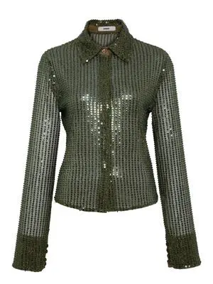 SIEDRES Sezanne Sequined Tulle Top - Green