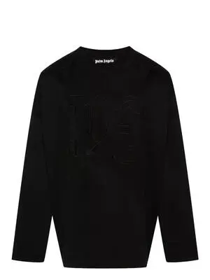 Palm Angels Monogram-embroidered Cotton T-shirt - Black