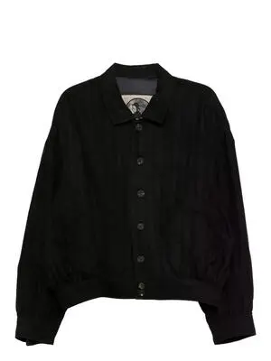 ZIGGY CHEN Striped Spread-collar Jacket - Black
