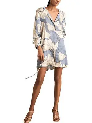 REISS Megan Floral Shirt Dress - Blue