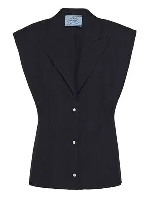Prada Sleeveless Wool Blazer Navy