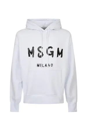MSGM Cotton Hoodie White
