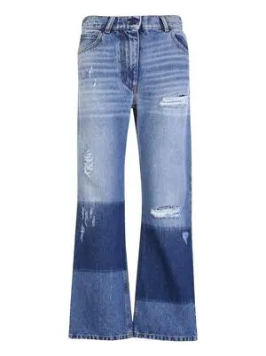 Moncler Flared Jeans With Ripped Details - Blue