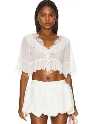 Bardot Louelle Lace Trimmed Georgette Top - White