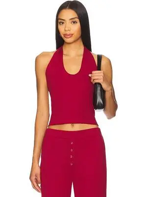 VIR VITA Pointelle Halter Top - Sundried Tomato