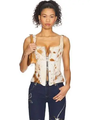 UNDERSTATED LEATHER Cowhide Bustier - Cow Pony Hair