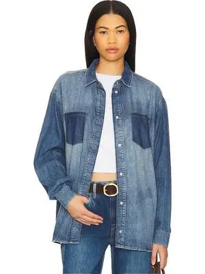 TRIARCHY Charlotte Oversized Denim Shirt - Shadow Indigo