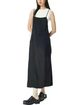 STUDIO TOMBOY Cross-back Pocket Dress - Black