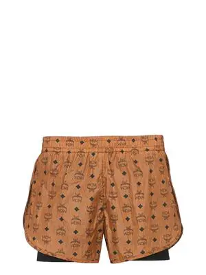 Mcm Monogram Print Econyl® Shorts - Brown