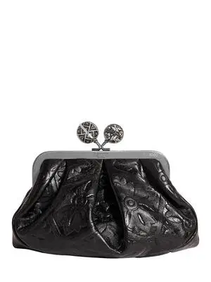 Max Mara Leather Spanish Heritage Pasticcino Clutch - Black